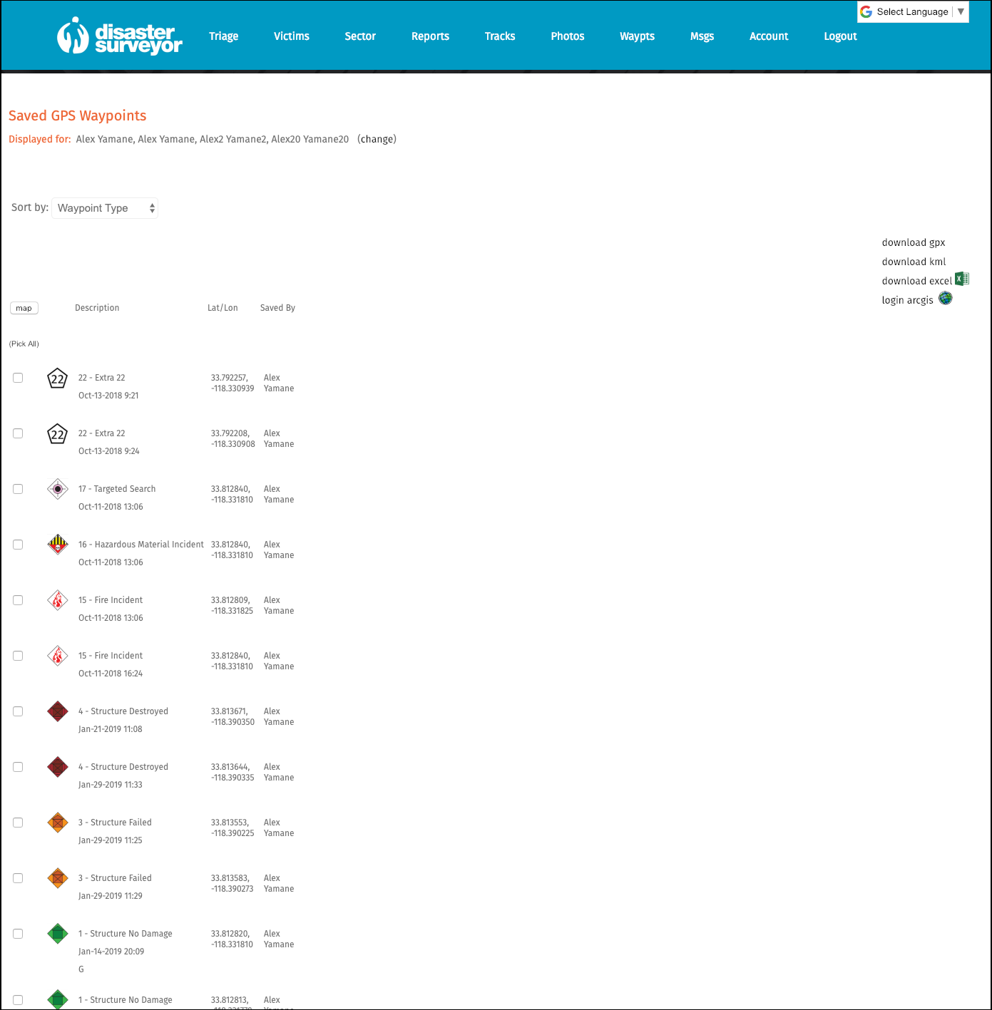 GPS Waypoints – Disaster Surveyor Systems, Inc.